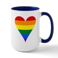 CafePress - Funky Gay Pride Rainbow Flag Heart Large Mug - 15 oz ...