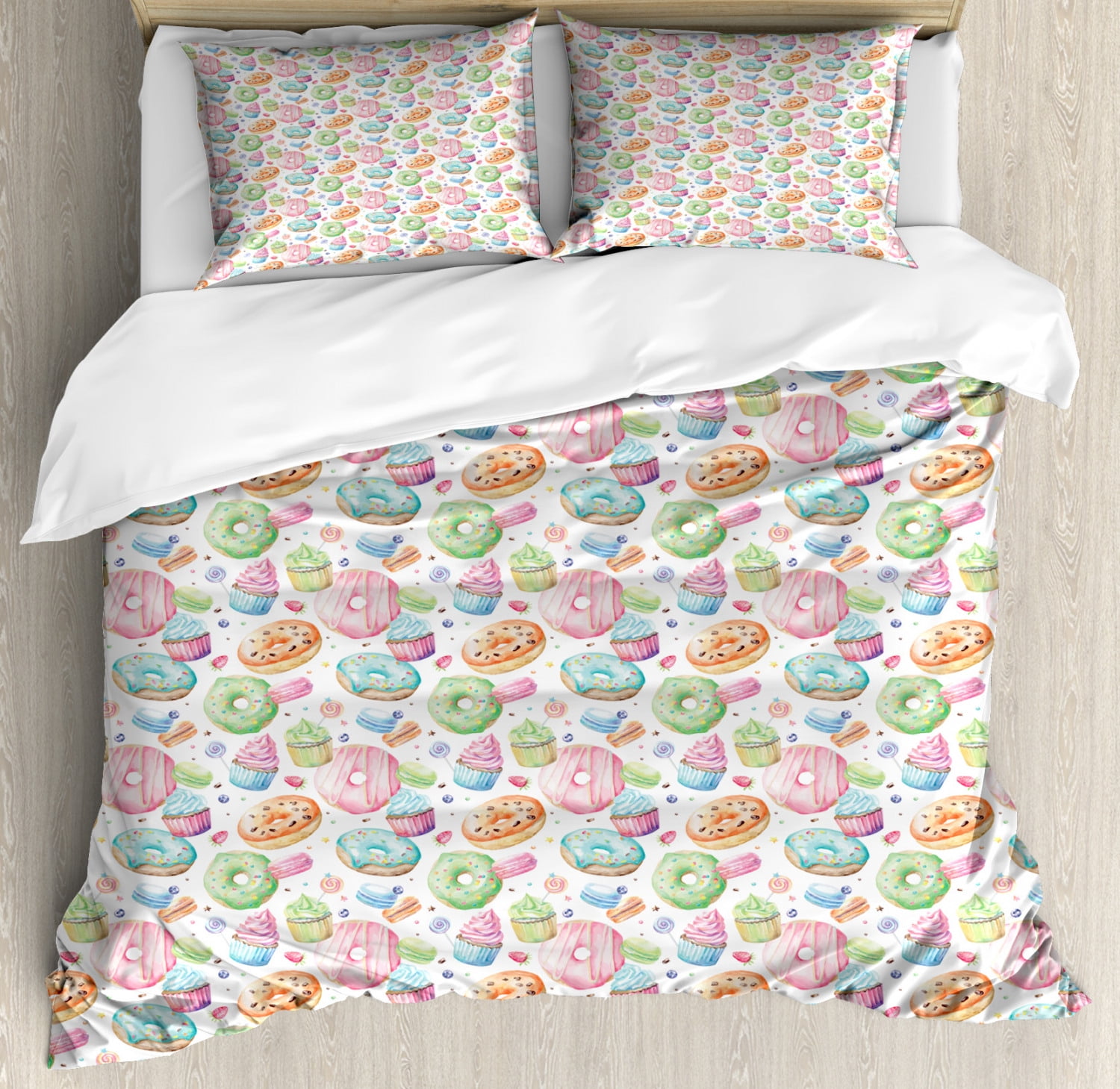 Dessert King Size Duvet Cover Set, Candy Shop Inspired Whipped Cream ...