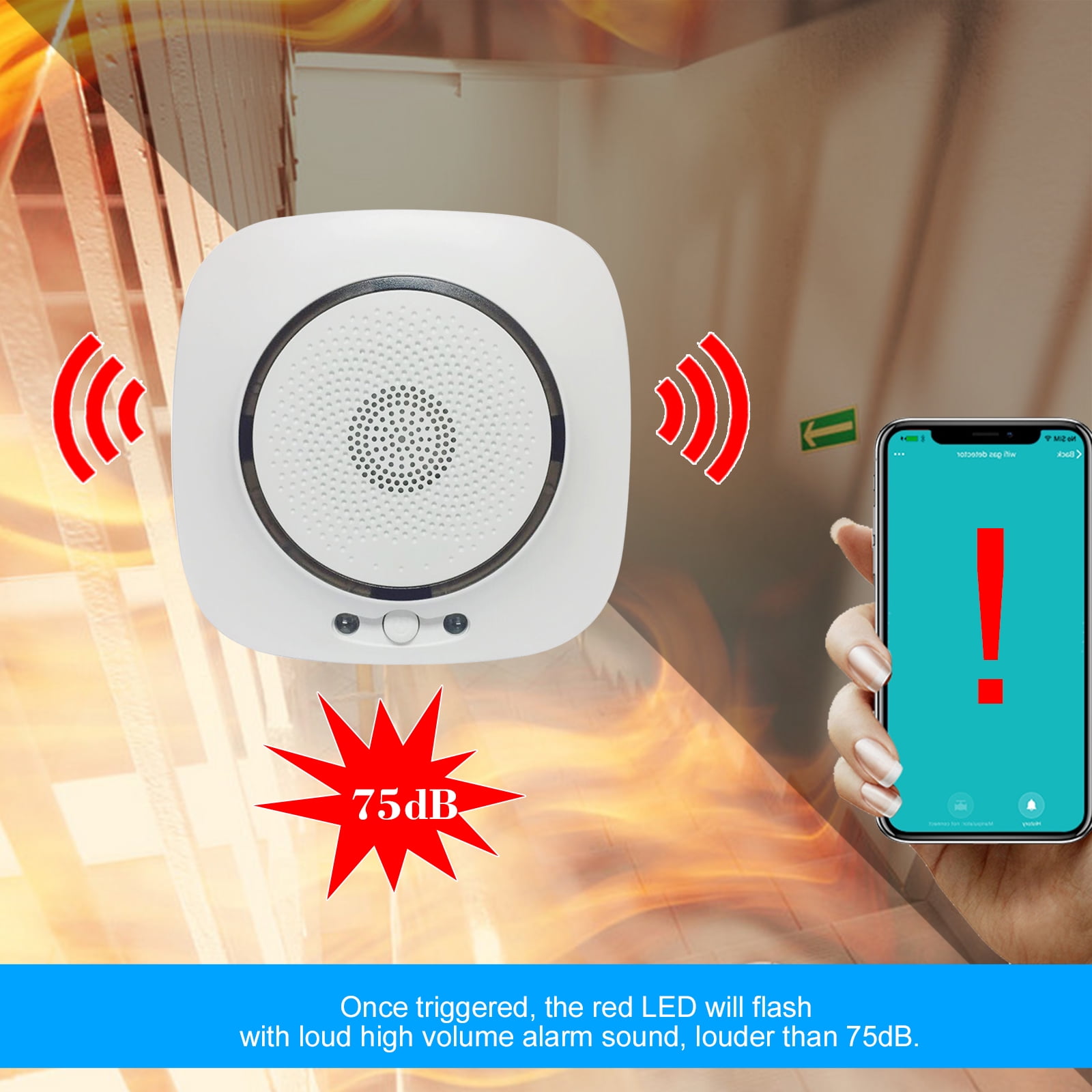 Buy Docooler WIFI Gas Detector Household Combustible Gas Leak Detector ...