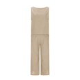 Aellinatey Women's 2 Piece Outfits Sleeveless Crop Top Vest Wide Leg ...