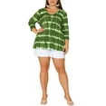 Agnes Orinda Womens Plus Size Blouses Tie Dye Stripe V Neck 3 4 Sleeve