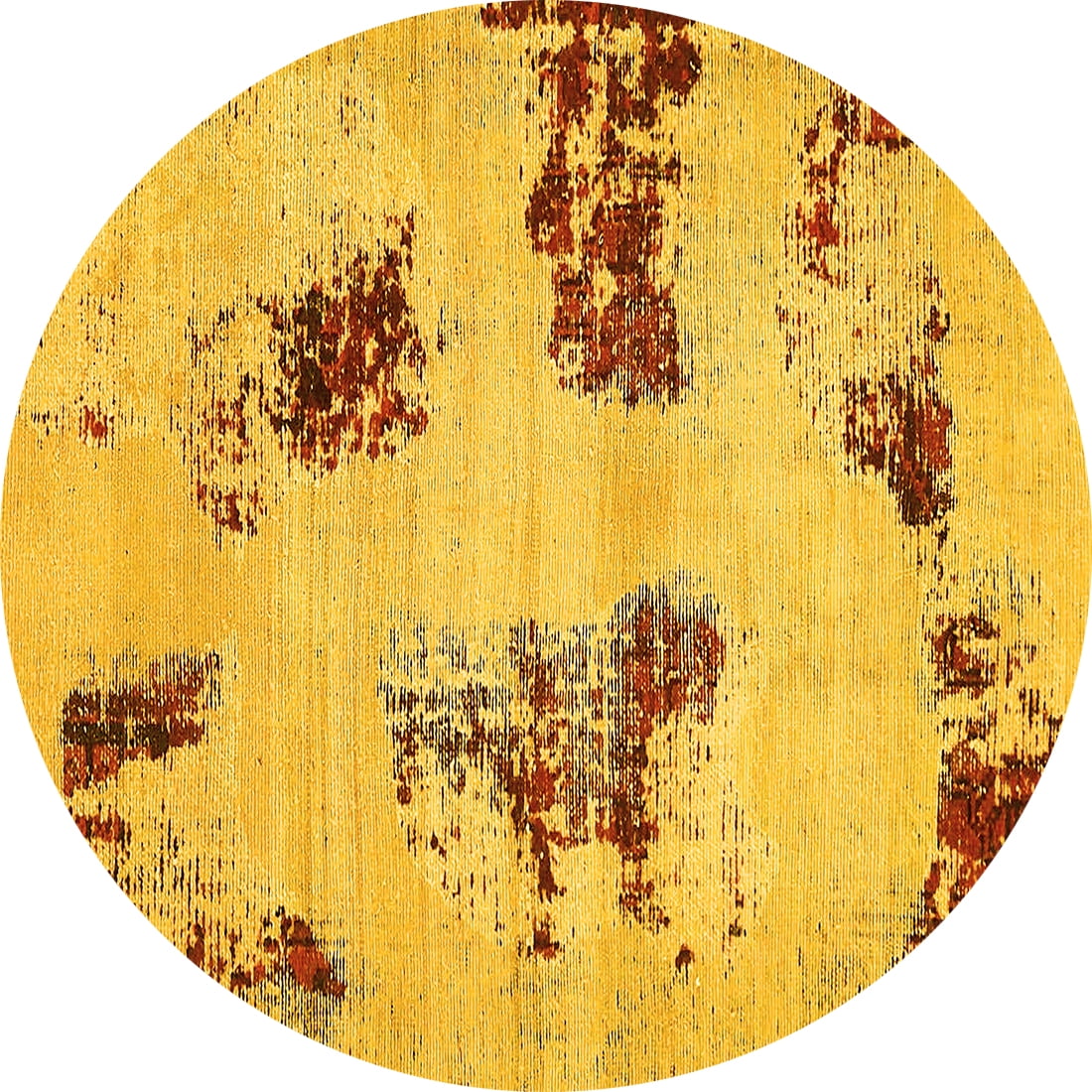 Ahgly Company Indoor Round Abstract Yellow Modern Area Rugs, 8' Round ...