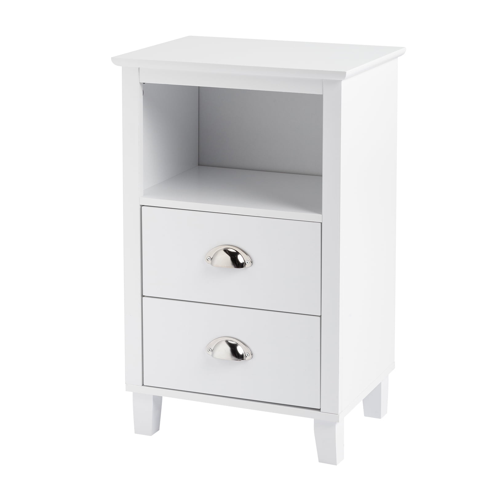 Royard Oaktree White Nightstand with 2 Drawers Modern End Table with ...