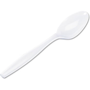 Stock Your Home 125 Heavyweight Disposable White Plastic spoons ...