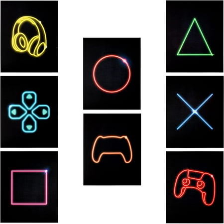 8Pcs Game Neon Poster Wall Decor Minimalist Video Game Room Decor Neon ...