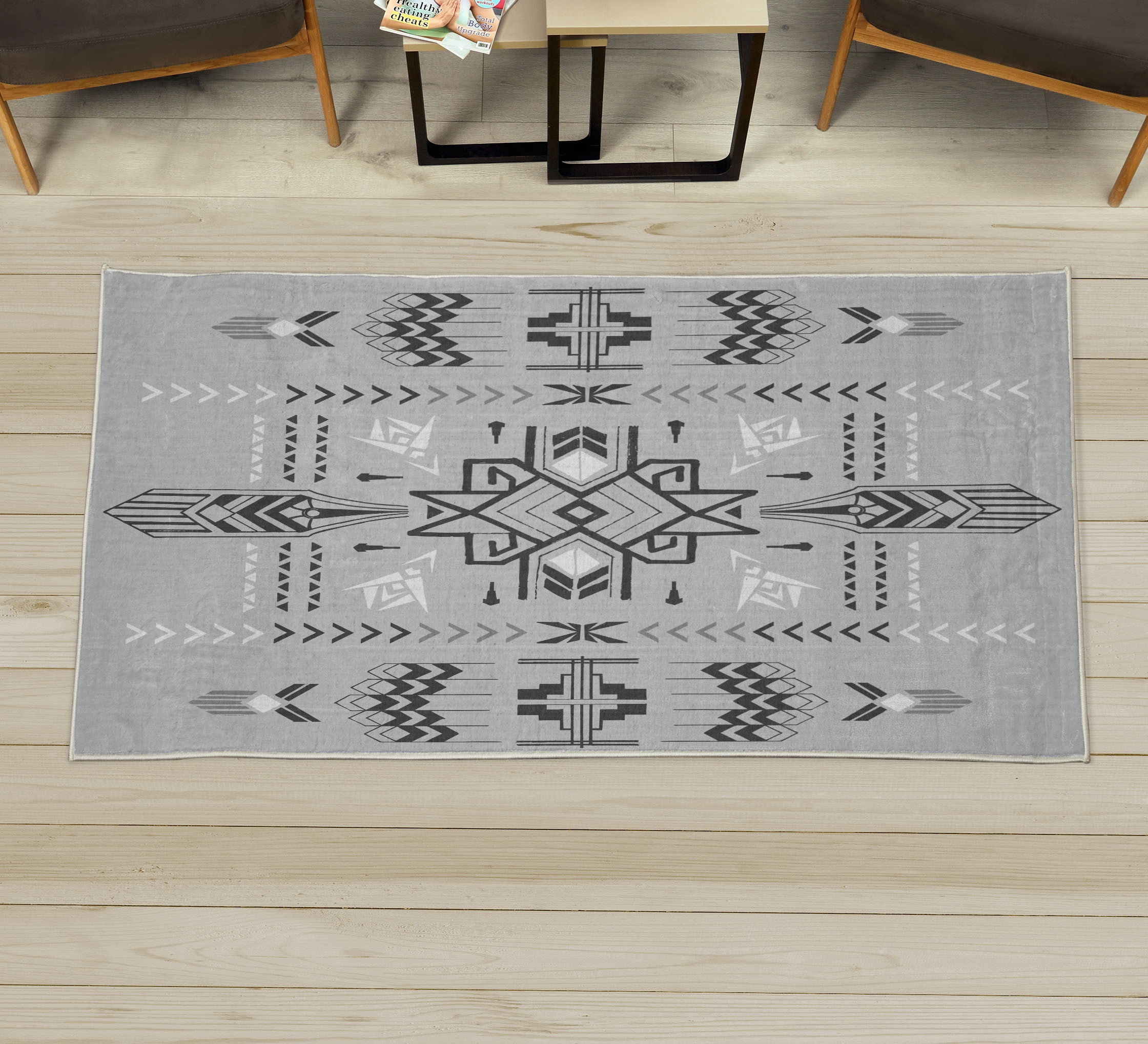 Geometric Decorative Rug, Tribal Hand Drawn Vintage Aztec Background in ...
