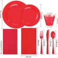 176 Piece Red Heavy Duty Disposable Plastic Plates Dinnerware Set with ...