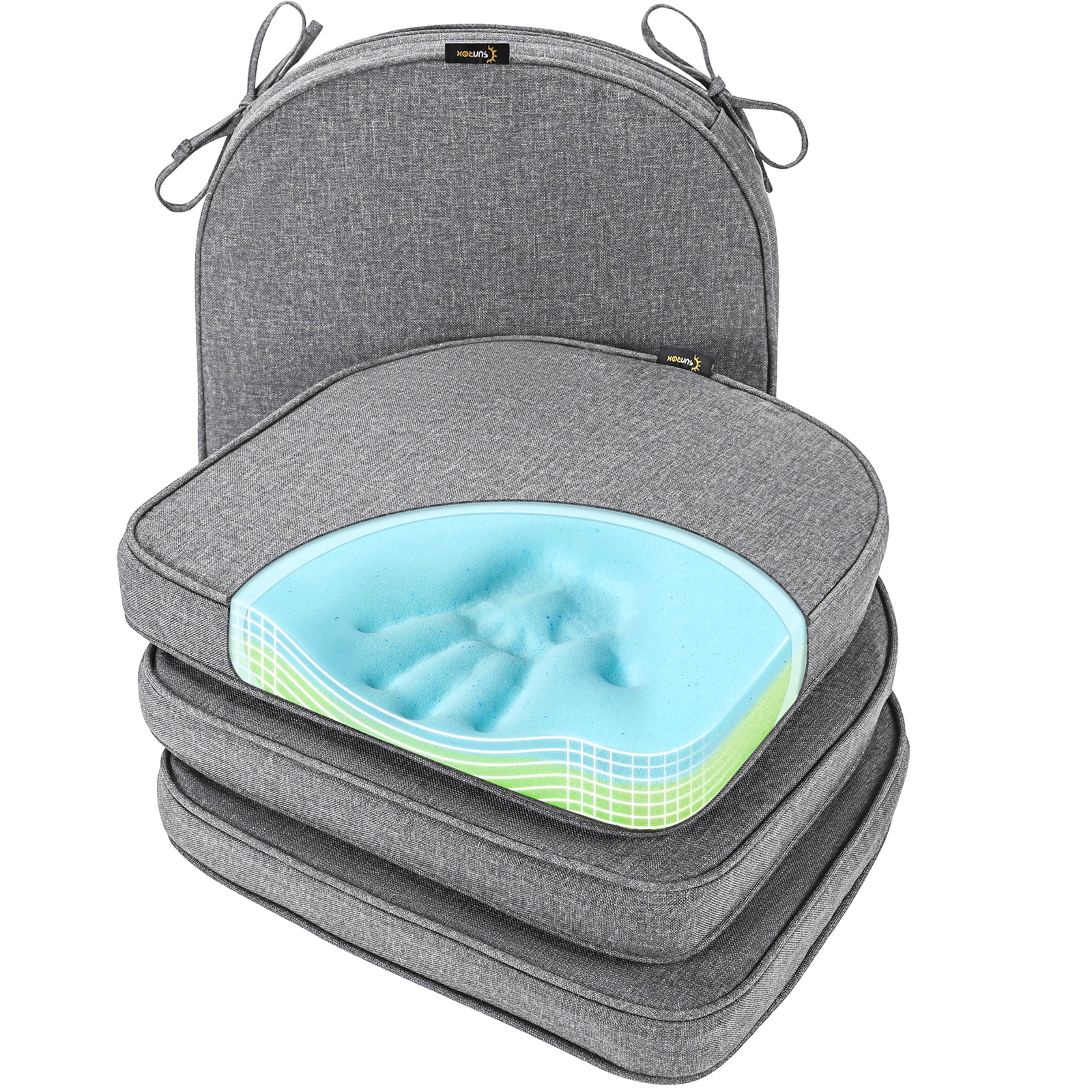 "SUNROX Indoor Gel Memory Foam Chair Cushions, Water-Resistant, 16""x17 ...