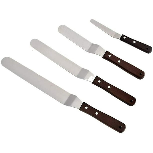 HTWW Set of 4 Stainless Steel Cake Spatulas with Wooden Handle ...