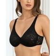 Wingslove Women's Sexy Sheer Lace Push Up Bra Underwire Mesh Plunge Bralette Unlined Bra, Black ...