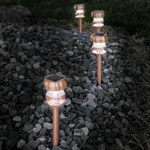 Copper Solar Powered LED Path Lights - Set of 4 by Pure Garden ...