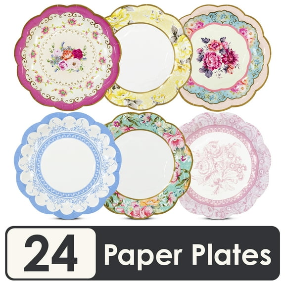 Talking Tables | 144 x | 8.5" Pretty Vintage Floral Disposable Bulk ...