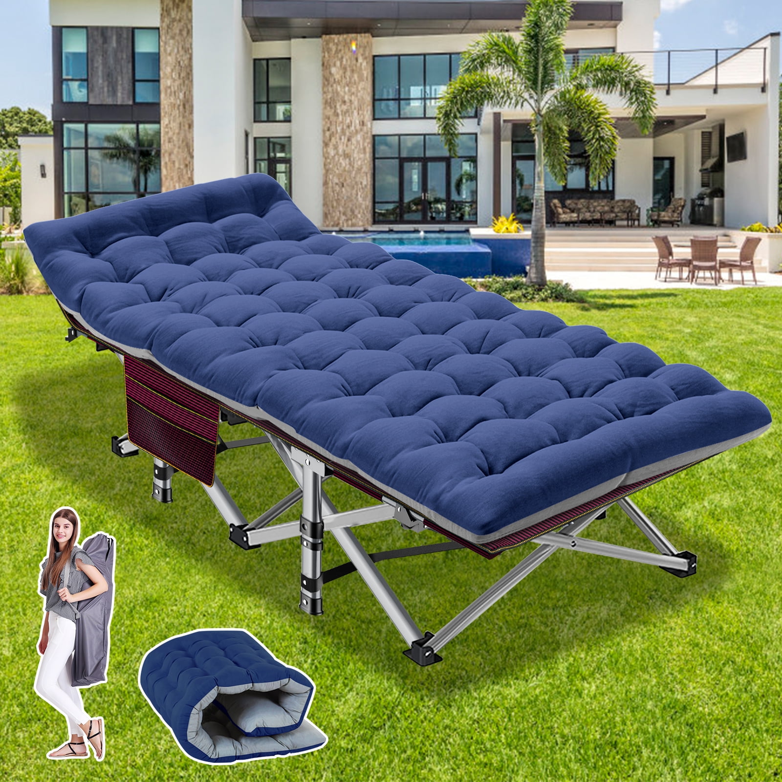 NAIZEA Folding Camping Cot, 75" Sleeping Cot for Adults ，Foldable Guest ...