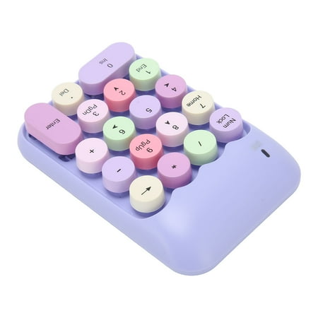 Numeric Keypad, 18 Keys One Hand 2.4GHz Number Pad For Laptop, Auto Sleep, Retro Color Round ...