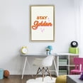 Stupell Industries Stay Golden Retro Letters Gold Framed Floater Canvas ...