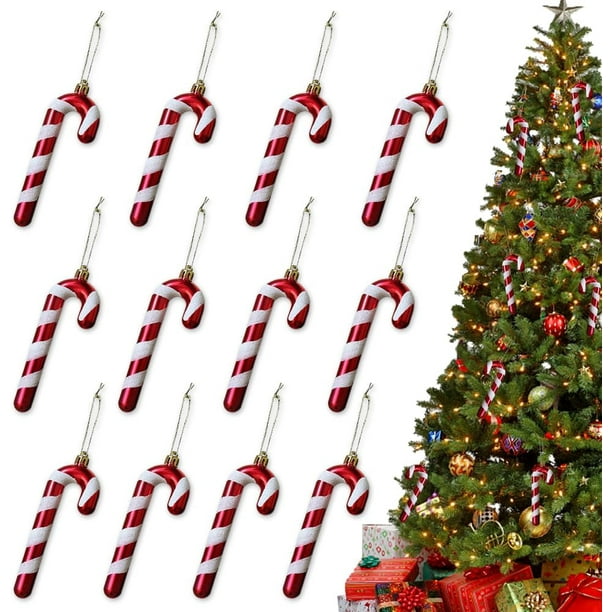 Christmas Plastic Candy Cane, 12 Pcs Christmas Tree Decorations Candy ...