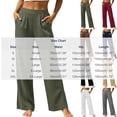 Annhoo Women's Linen Straight Leg Pants Solid Color Elastic Pull on ...