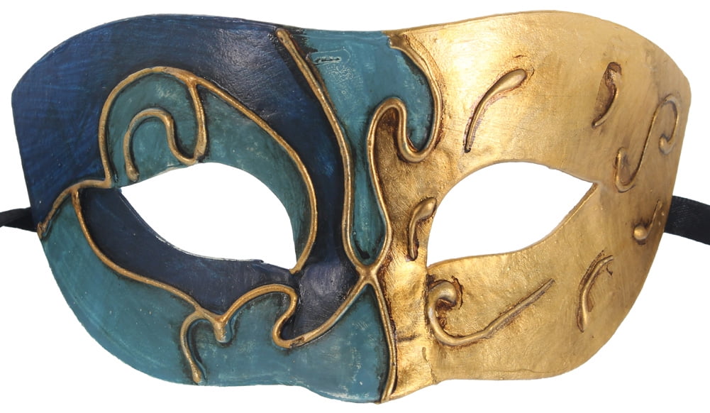 BLUE TURQUOISE MARDI GRAS MASK - Venetian - MASQUERADE - Walmart.com
