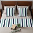 Bed Runner for King Size Bed, Turquoise Navy Blue Striped 3 Pcs Bedding ...