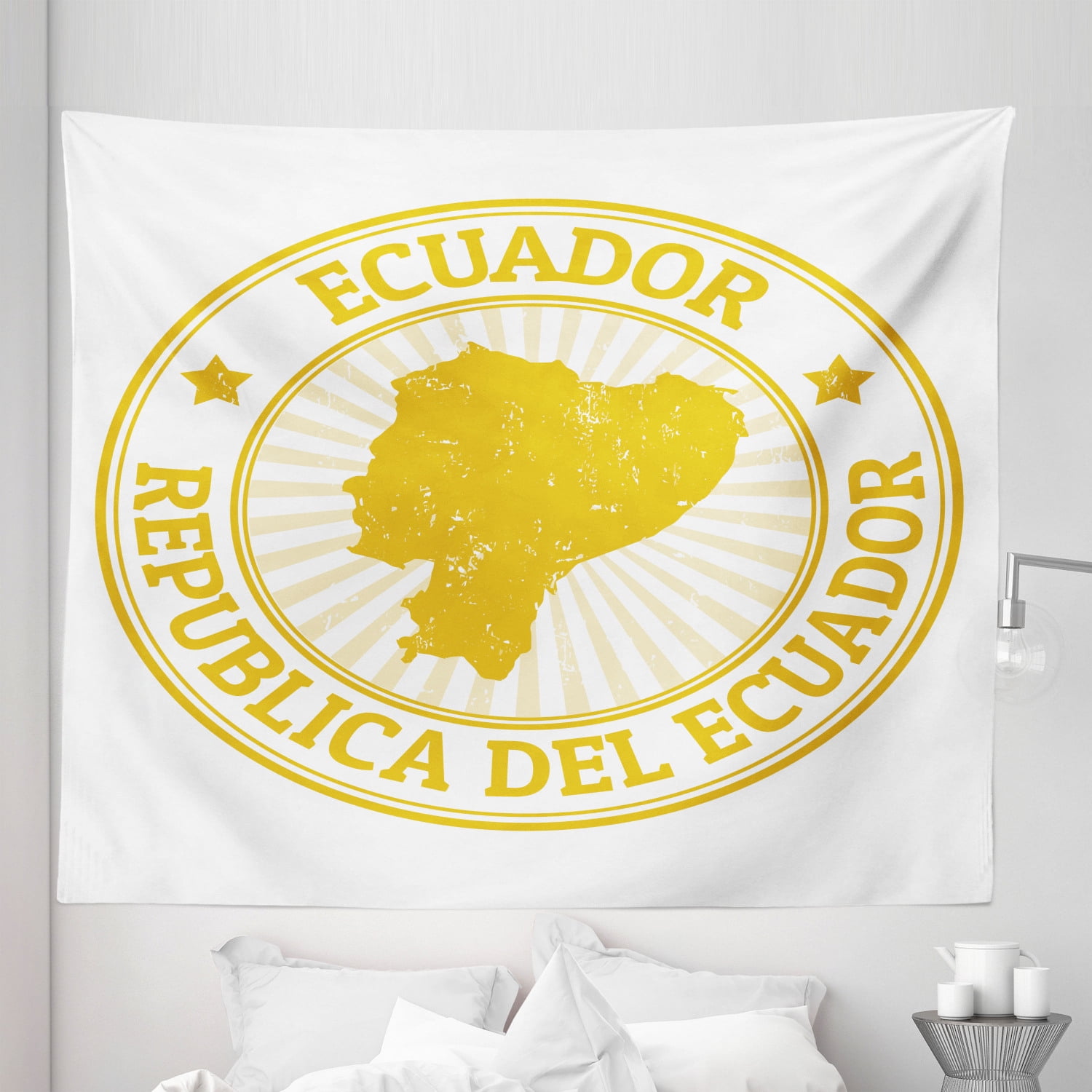 Ecuador Tapestry, Republica Del Ecuador Lettering Political Map Retro ...