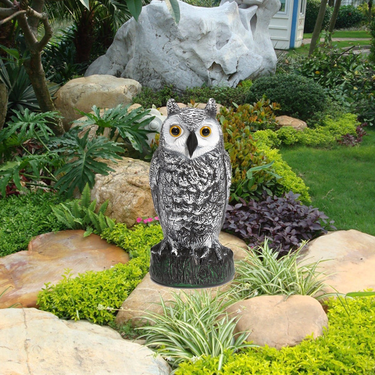 Large Fake Owl Decoy Hunting Deterrent Bird Pigeon Cat Crow Scarer ...