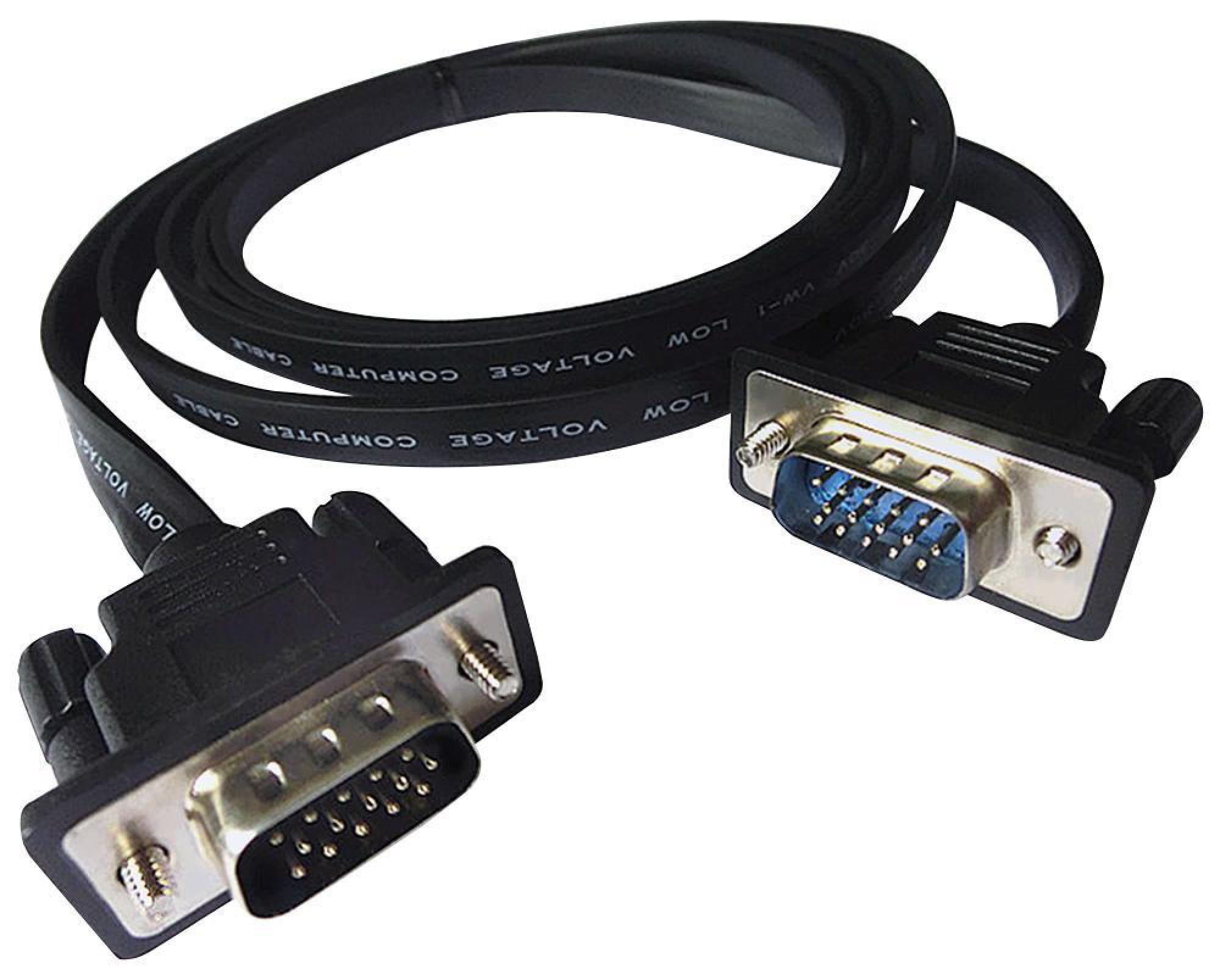 PRO SIGNAL - Flat VGA Male to Male Monitor Lead, 2m Black - Walmart.com