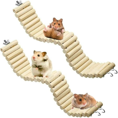 2Pack Hamster Bendy Long Wood Bridges, Dwarf Hamster Bendable Ladder ...