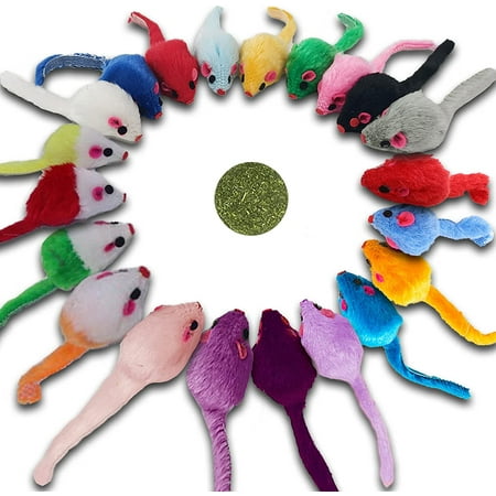 Furry Cat Toys Mice Rattle Interactive Mouse Toy for Indoor Cats Catnip ...