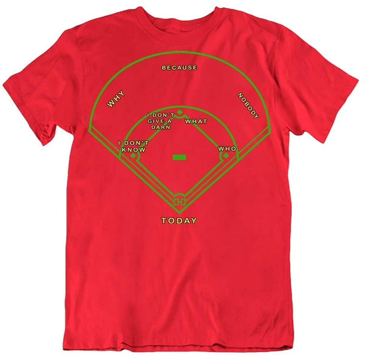 Baseball Diamond Sports Fan Funny Fashion Novelty Cotton T-Shirt Red ...