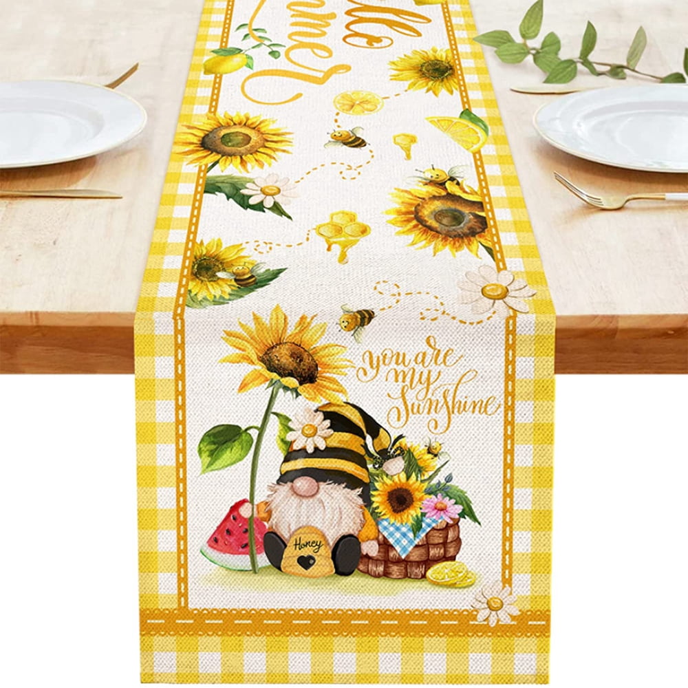 Summer Table Runner Yellow Sunflower Runner for Dining Room Tabletop ...