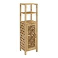 Linon Harding 6-Shelf Single Door Bathroom Cabinet, Natural Bamboo ...