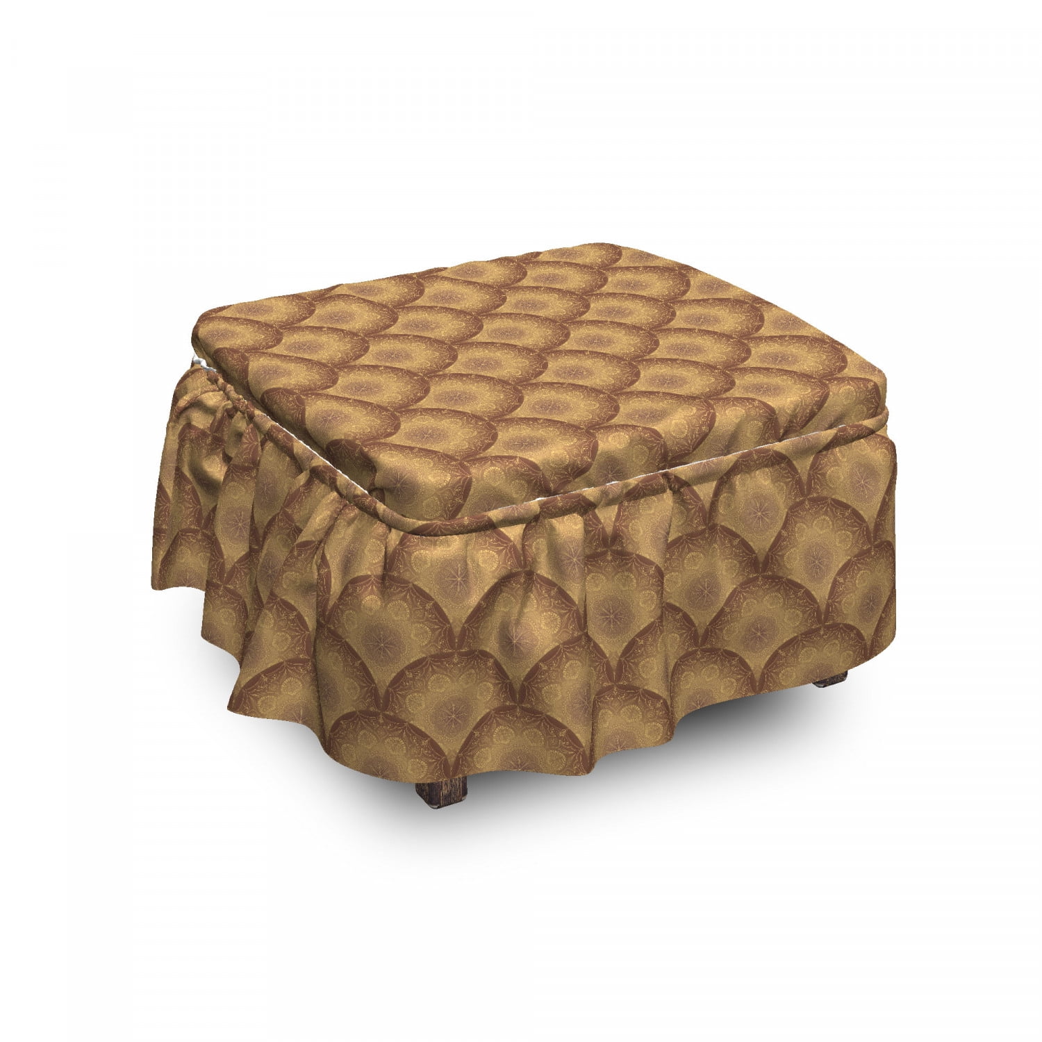 Ethnic Ottoman Cover, Traditional Oriental Damask, 2 Piece Slipcover ...