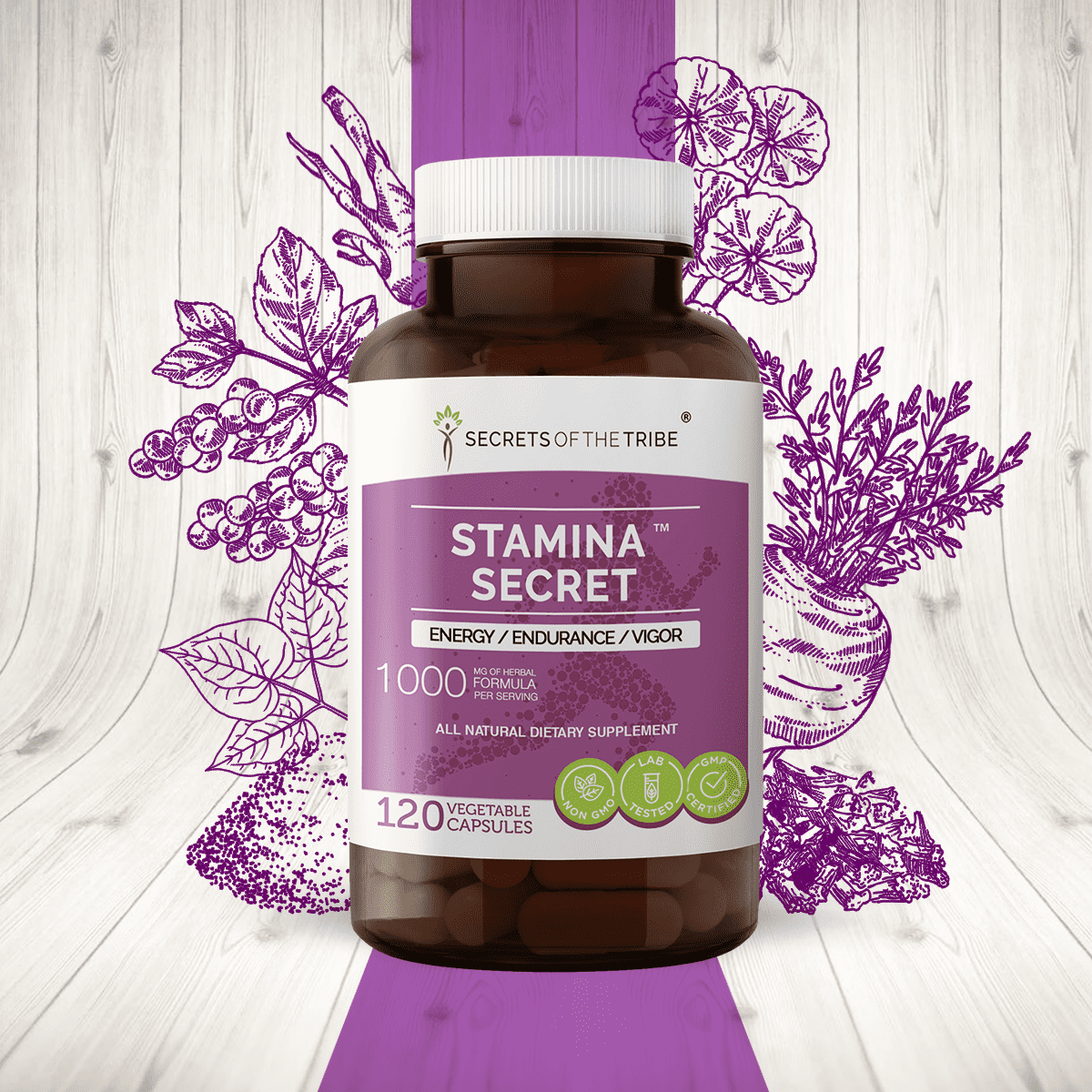 Stamina Secret 120 Capsules, 500 mg, Maca, Schisandra, Eleuthero ...