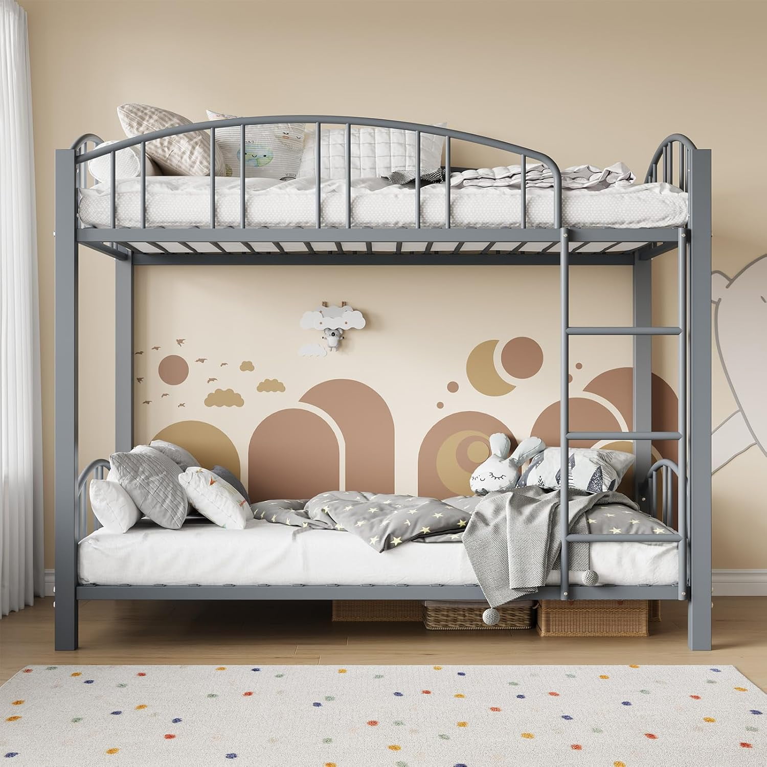 Click here for Bingirl Twin Over Twin Bunk Bed With Stairs And Ar... prices