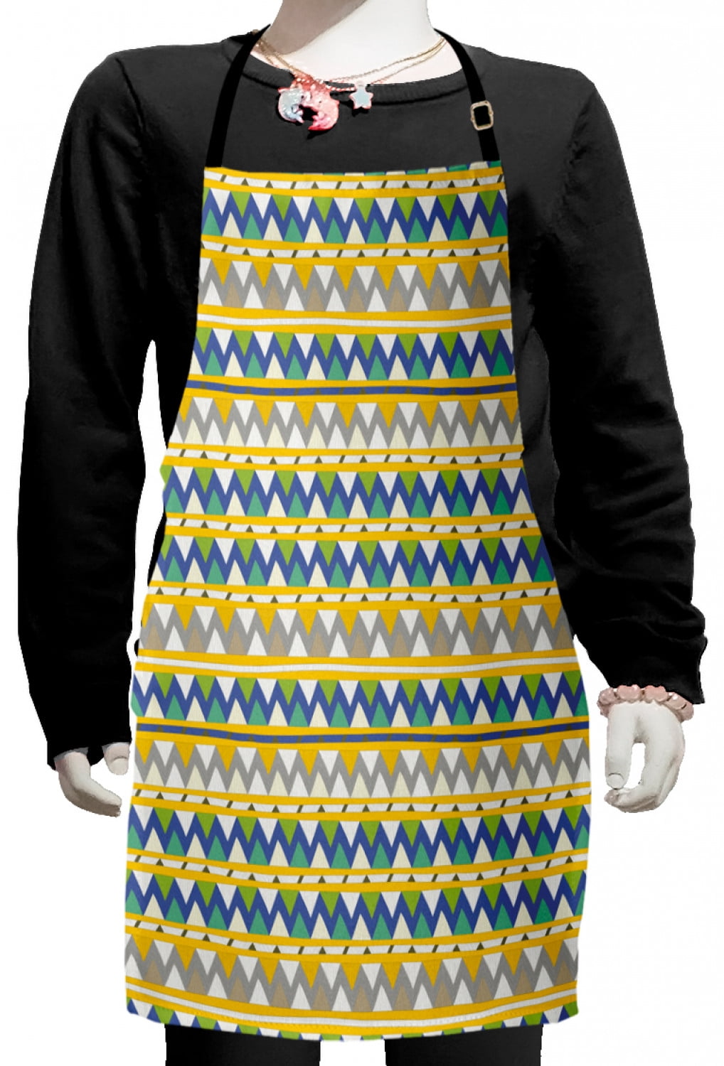 Vintage Kids Apron, Wave Patterns Zigzag Shapes Tribal Motifs ...
