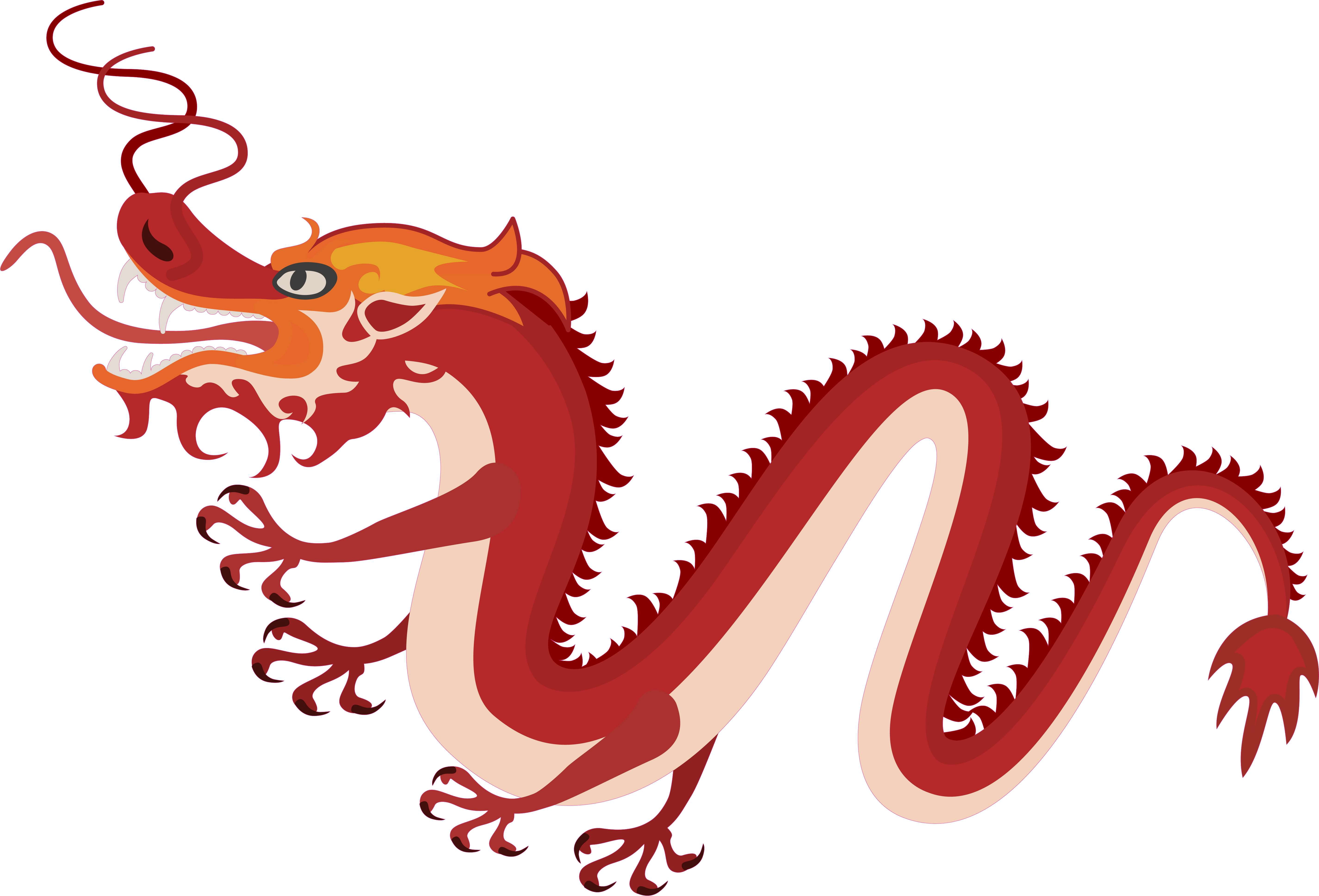 Oriental Chinese Red Dragon Roaring Vinyl Wall Decal - Mythical Beast ...