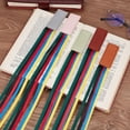 5Pcs 5 Colors Colorful Ribbon PU Leather Bookmarks Rectangle Mixed ...