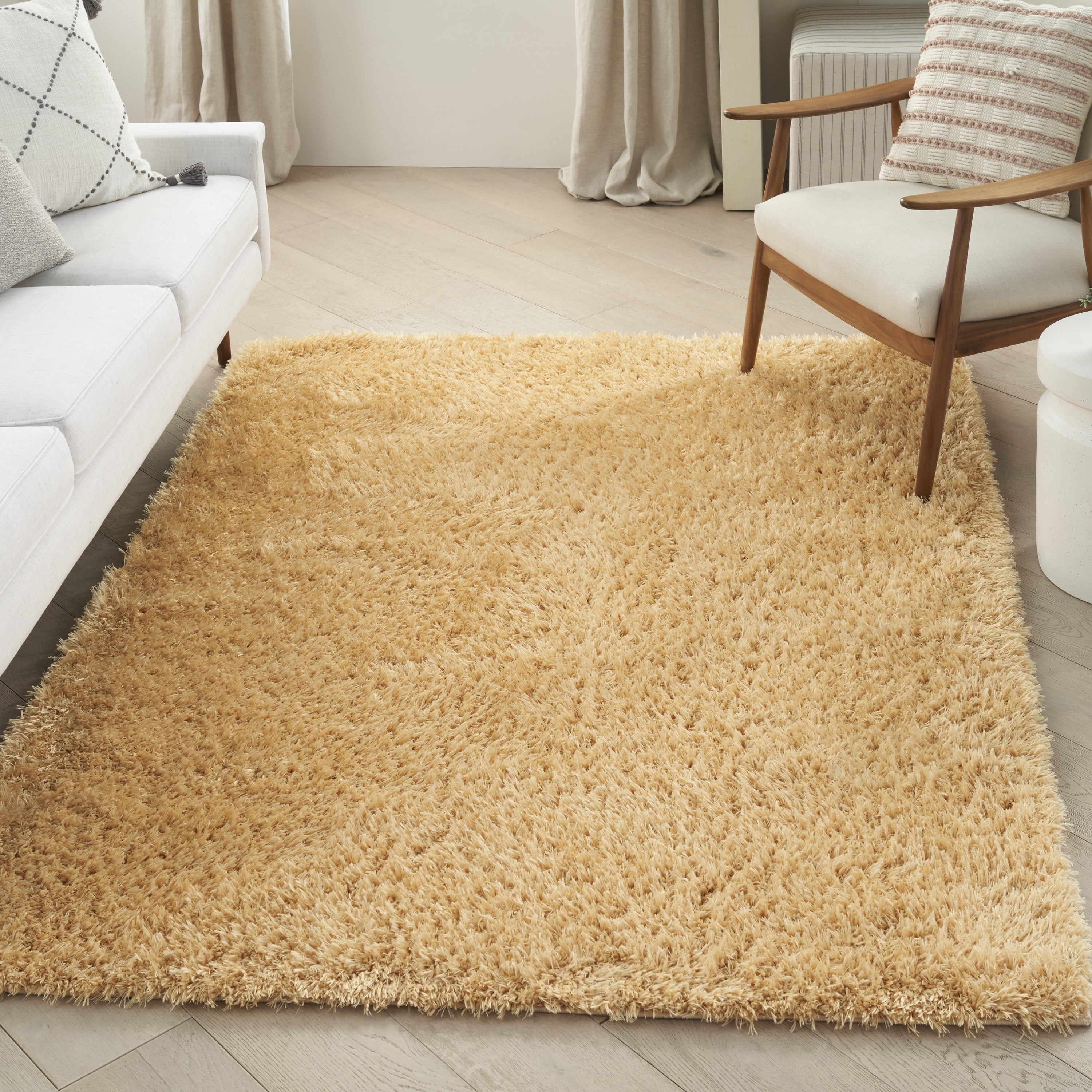 Nourison Lush Shag Modern & Contemporary Gold 5'3" x 7'3" Area Rug ...