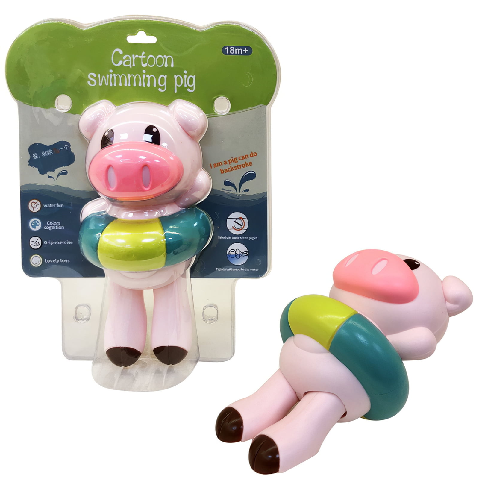 Swimming Pink Pig Toy Children bathing pig model Bathing Clockwork safe ...