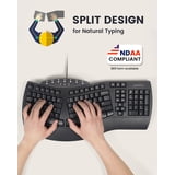 Perixx Ergonomic Split Keyboard, Wired USB, Tactile Keystrokes, Palm ...