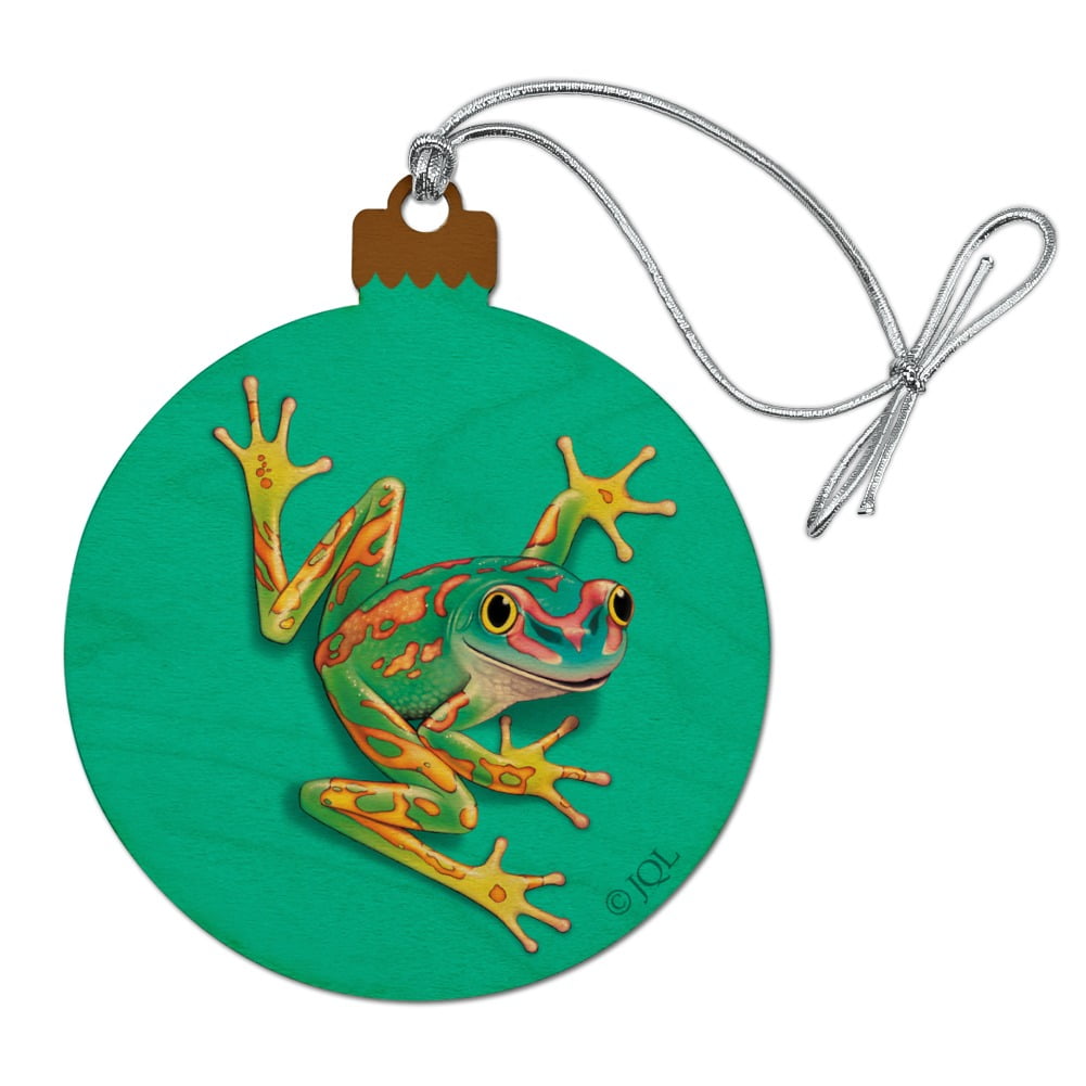 Big Tropical Rainbow Rainforest Tree Frog Wood Christmas Tree Holiday ...