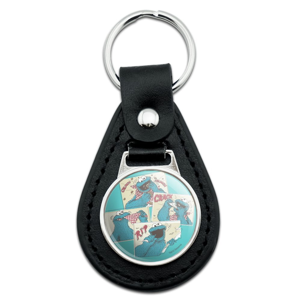Black Leather Sesame Street Cookie Monster Comic Keychain - Walmart.com
