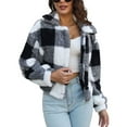 Button Down Coats for Women Trendy Plaid Lapel Neckline Sherpa Jacket Fleece Winter Warm Coats ...