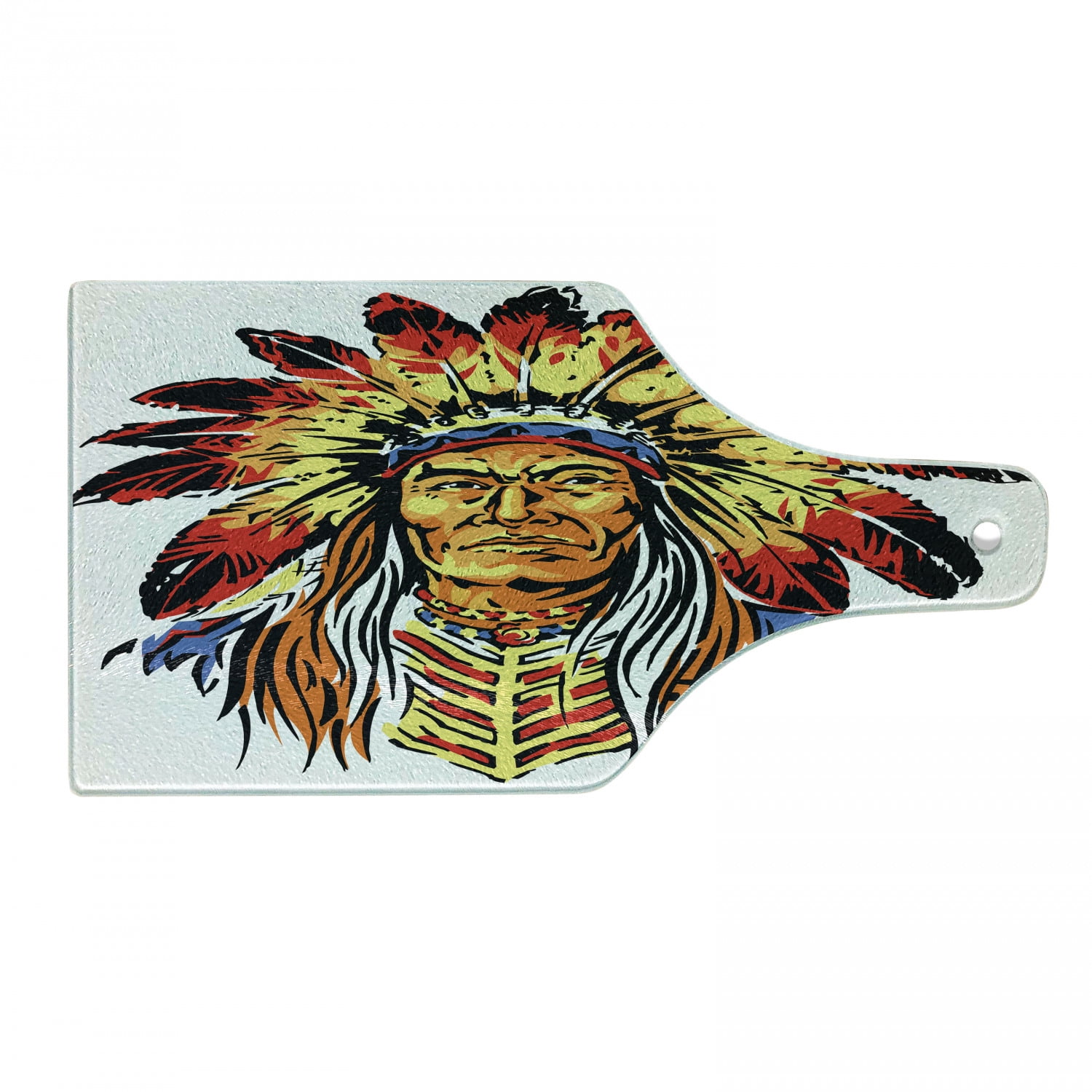 Ethnic Cutting Board, Chief in Vibrant Color Palette Hand Drawn Style ...