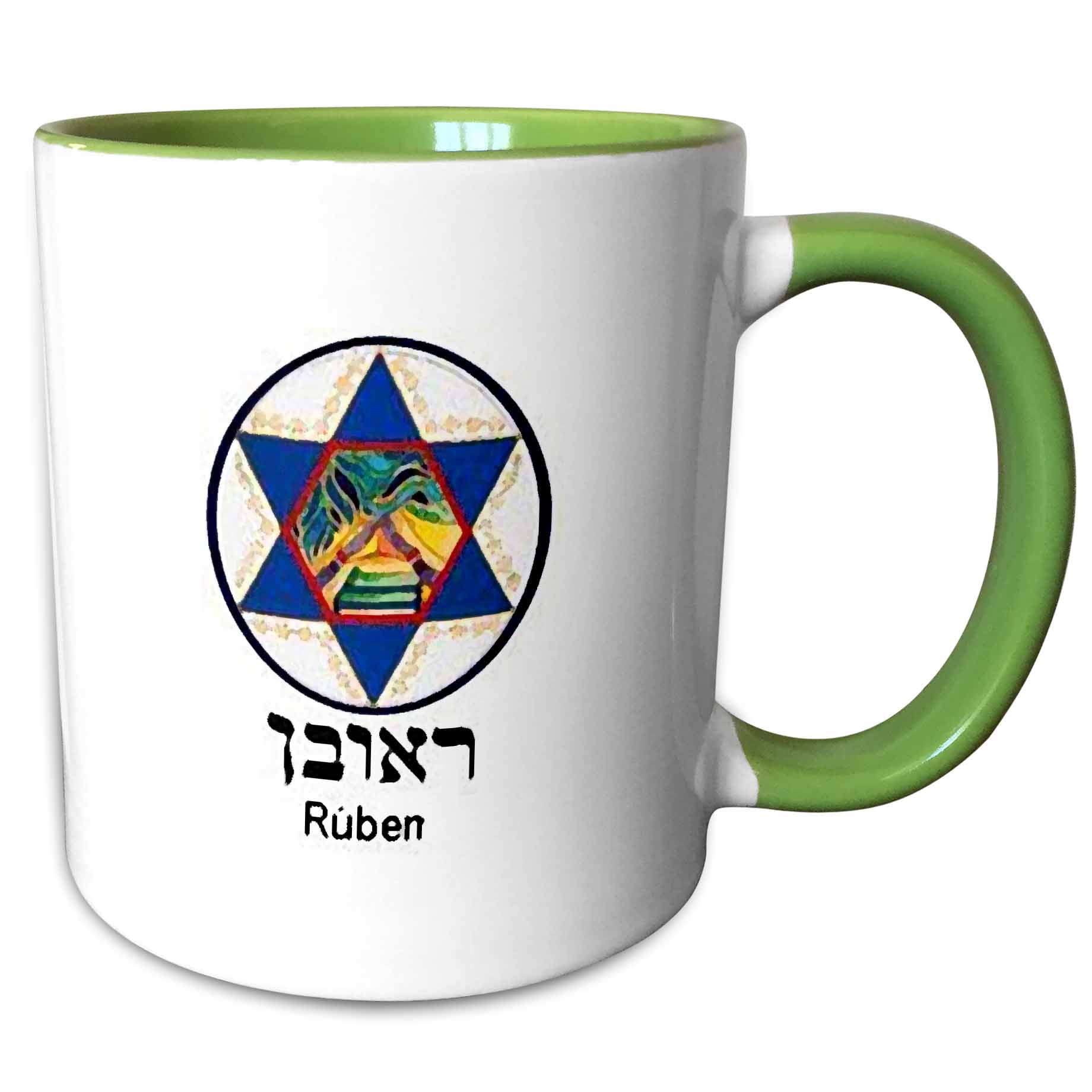 3dRose image of reuben hebrew tribe symbol - Two Tone Green Mug, 11 ...