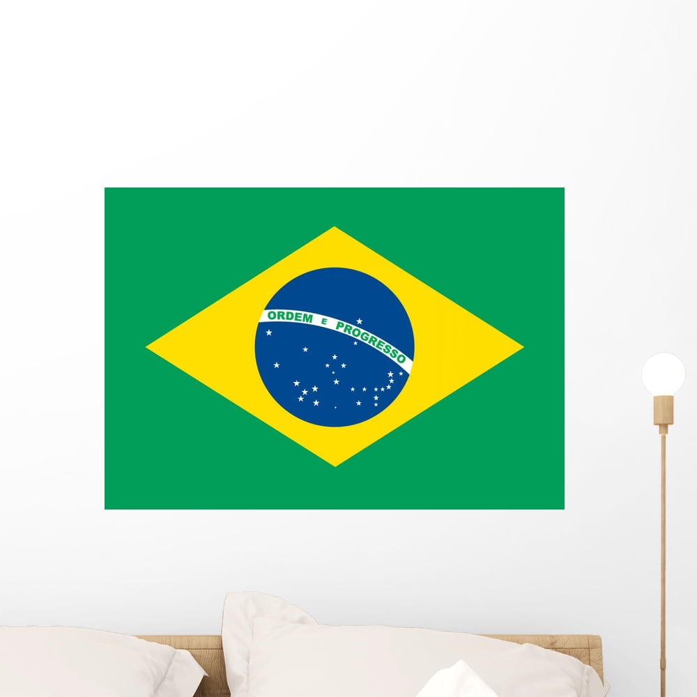 Flag Brazil Wall Decal by Wallmonkeys (24 in W x 14 in H) WM218916 ...