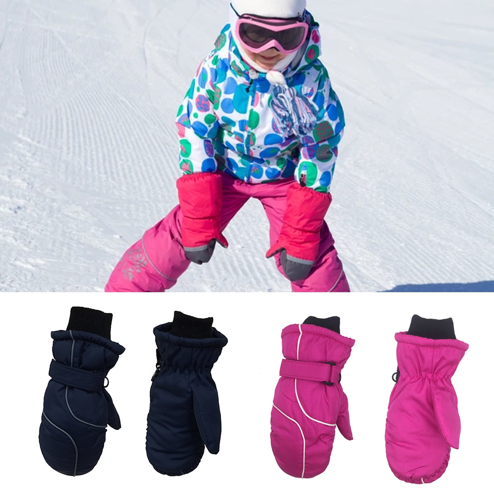 SPRING PARK 1 Pair Kids Mittens Children Winter Snow Windproof ...