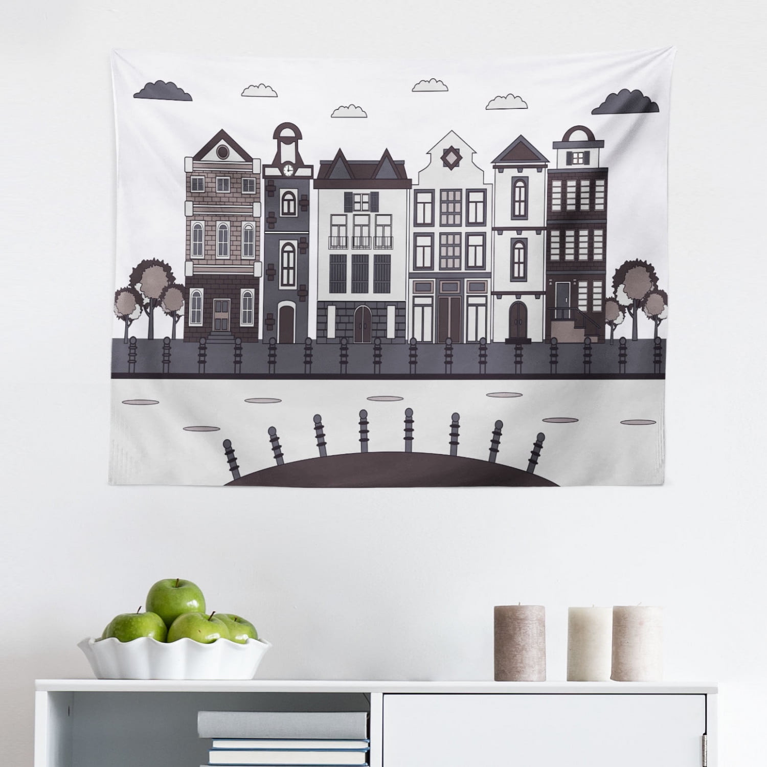 Amsterdam Tapestry, Print of European Colorful Houses Iconic Urban ...