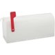 Architectural Mailboxes® White Georgetown Post Mount Mailbox with Red ...