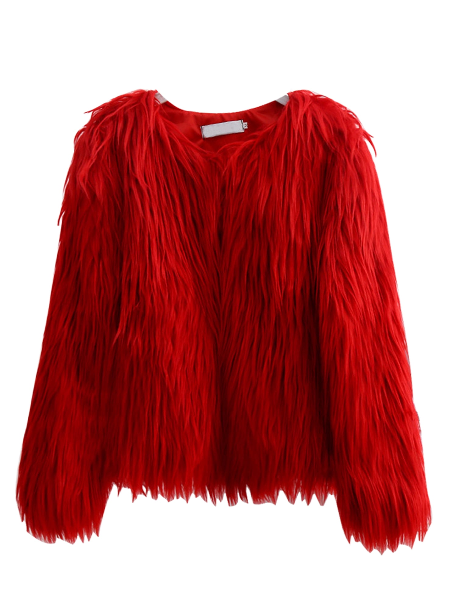 Capreze Women Solid Color Cardigan Plain Faux Fur Coat Winter Outwear ...